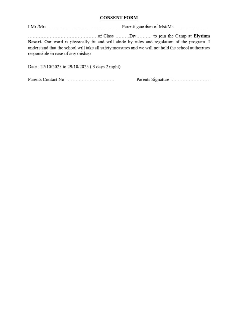 Camp Consent Form | PDF