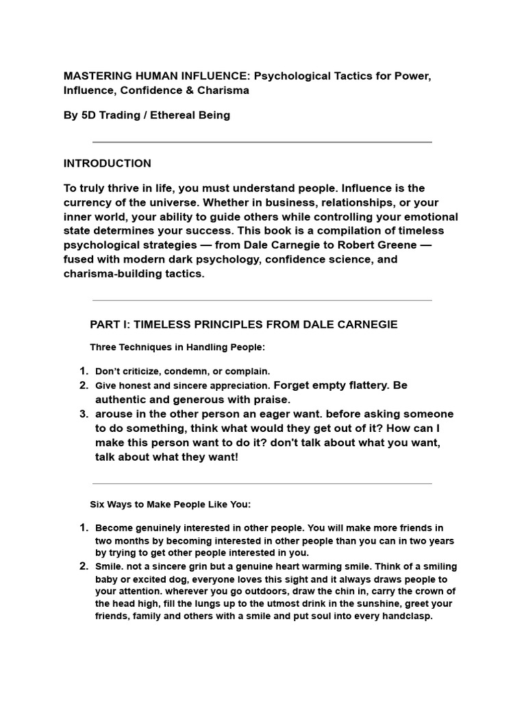 MASTERING HUMAN INFLUENCE - Psychological Tactics For Power, Influence ...
