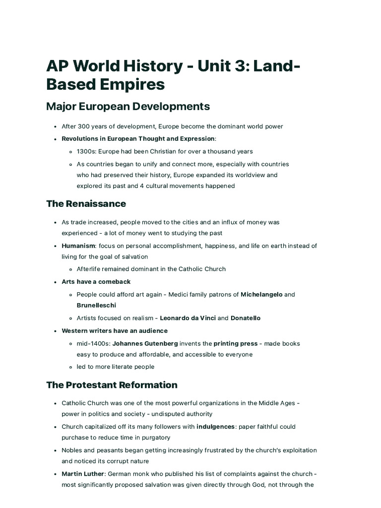 Unit 3 - Land-Based Empires | PDF | Qing Dynasty | Ottoman Empire