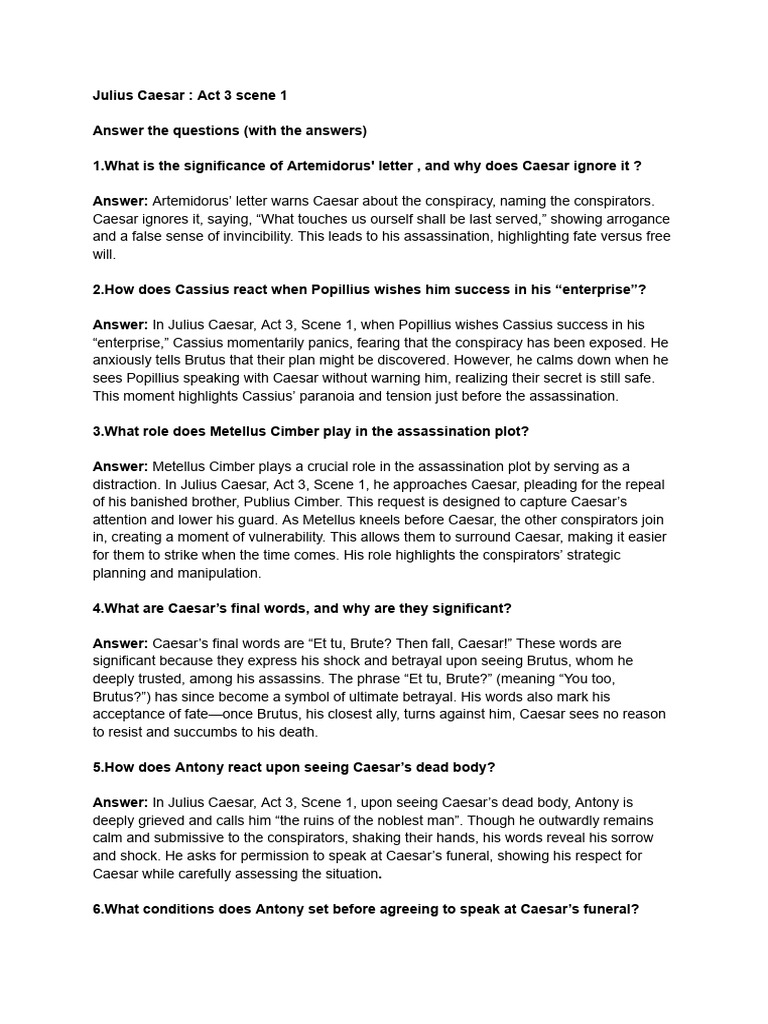 Act 3 scene 1 | PDF | Mark Antony | Julius Caesar