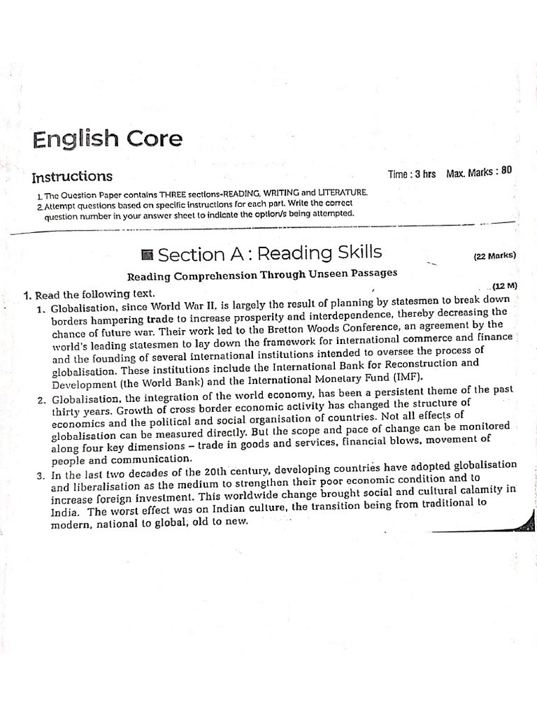 Mock Test Half Yearly XII | PDF