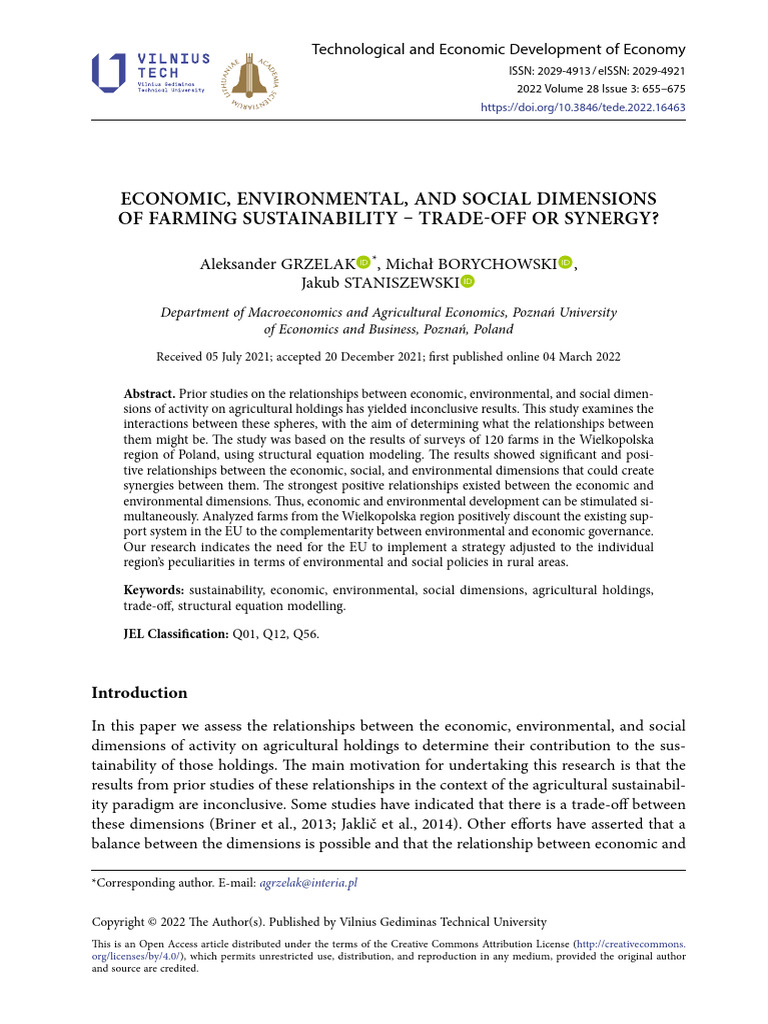 Economic, Environmental, And Social Dimensions of Farming ...