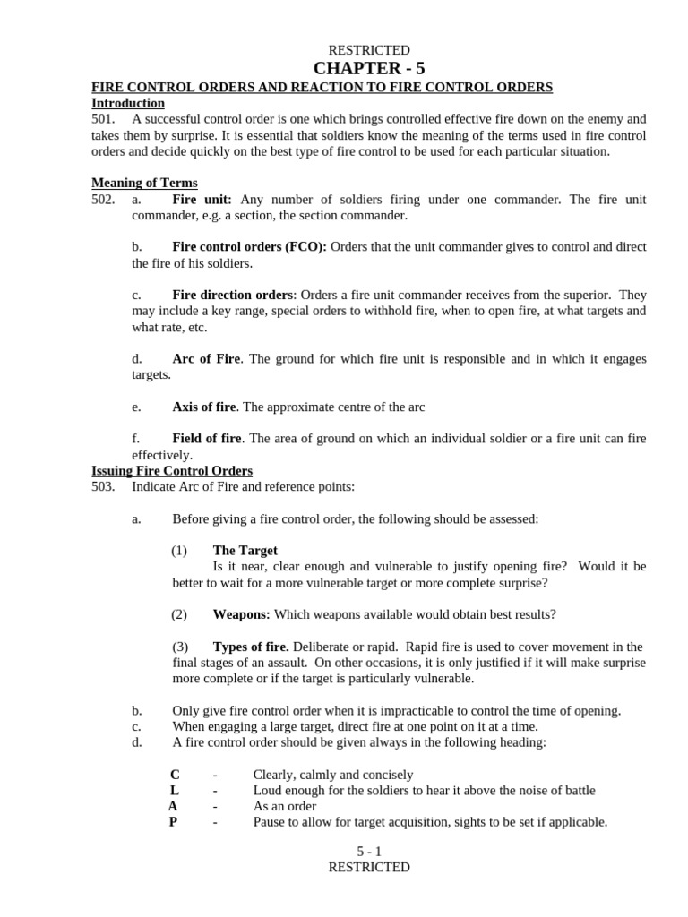 Types of Fire Control Orders Explained | PDF | Fire Control System | Rifle
