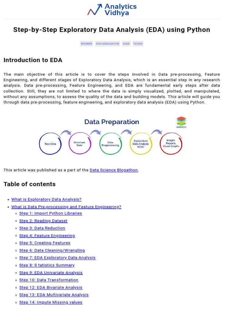 Rapid-Fire EDA Process Using Python For ML Implementation | PDF | Data ...