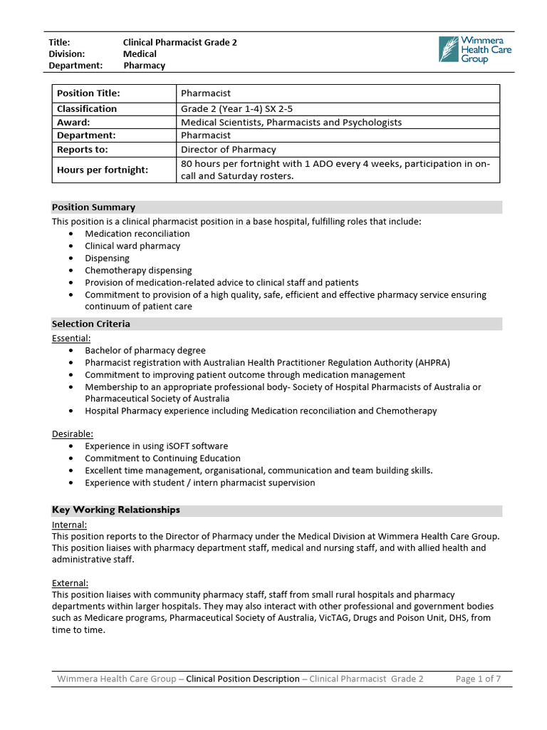Pharmacist Grade 2 FT Jun16 | PDF | Pharmacy | Pharmacist