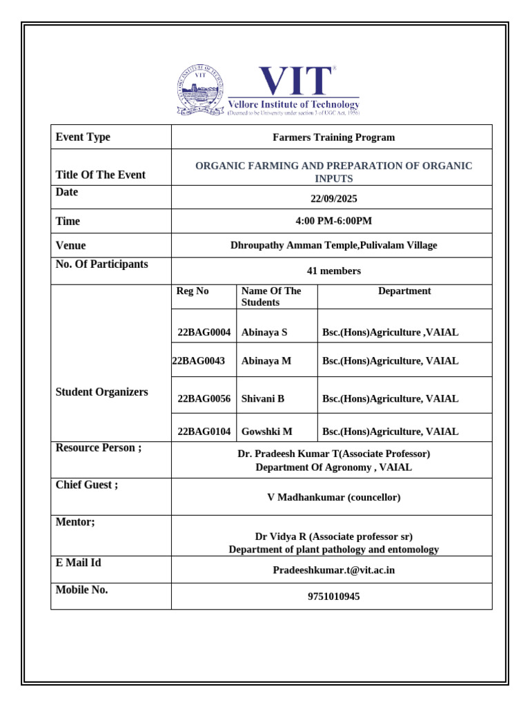 Organic Farming Training Program Report | PDF | Agriculture | Organic ...