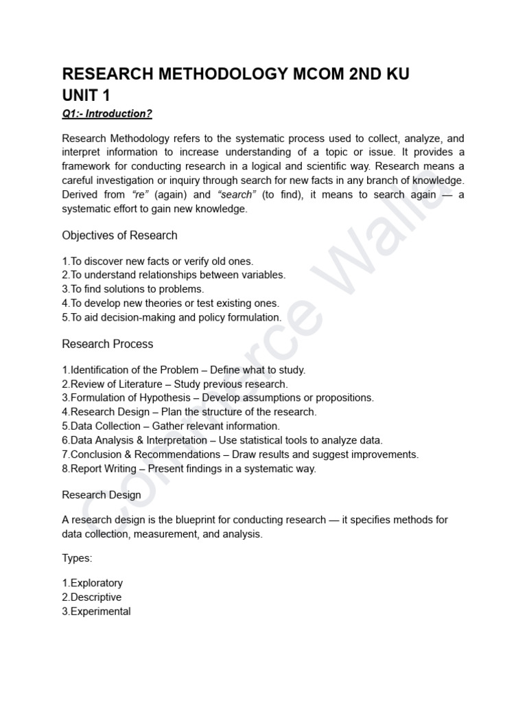 Research Methodology Mcom 2nd Ku (1) | PDF | P Value | Standard Error