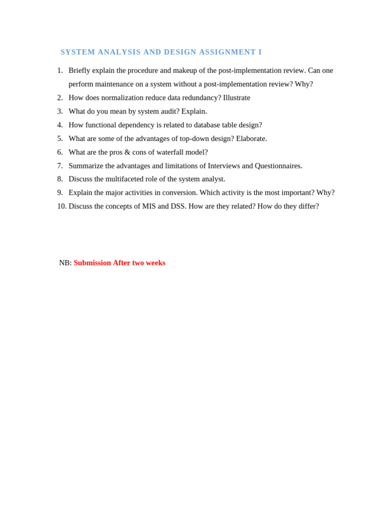 System Analysis and Design Assignment Guide | PDF