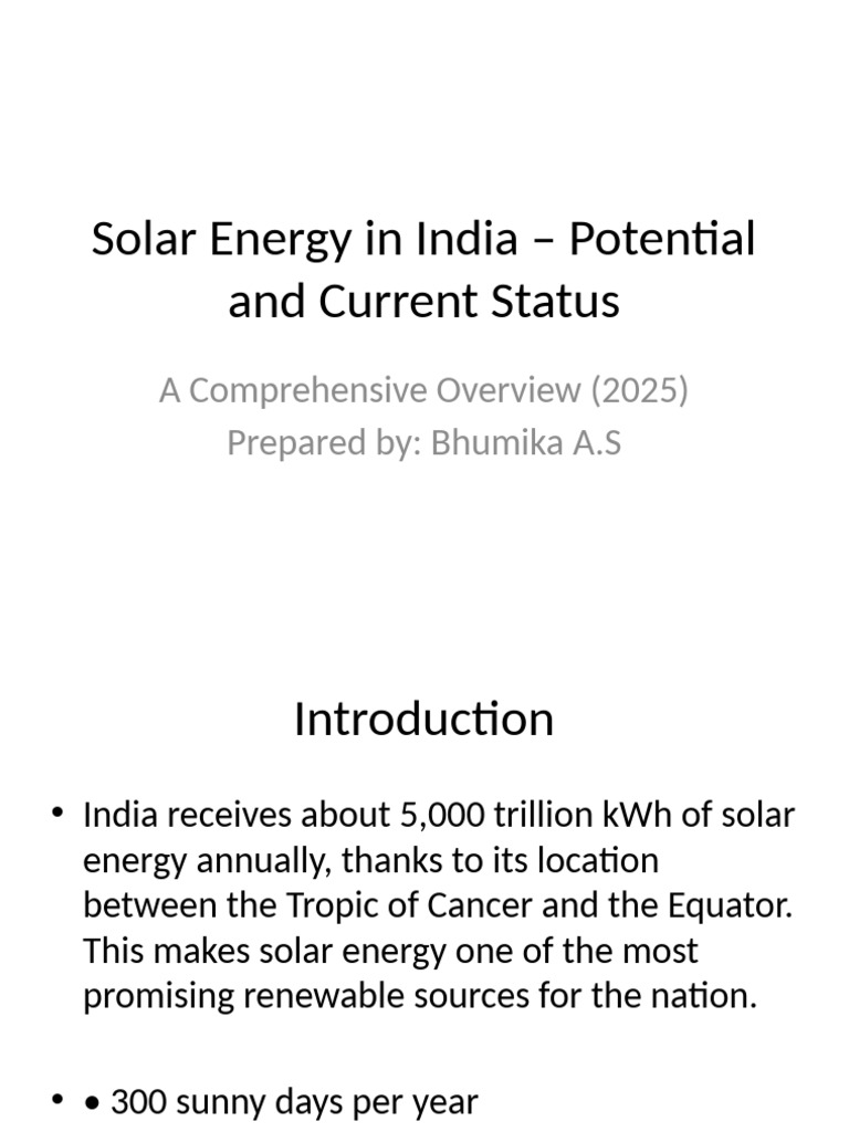 Solar Energy Potential and Status in India | PDF | Solar Power ...