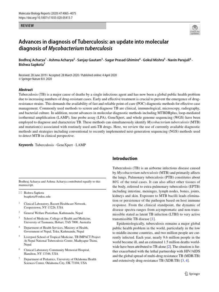 Advances in Molecular Diagnosis of TB | PDF | Tuberculosis | Biotechnology