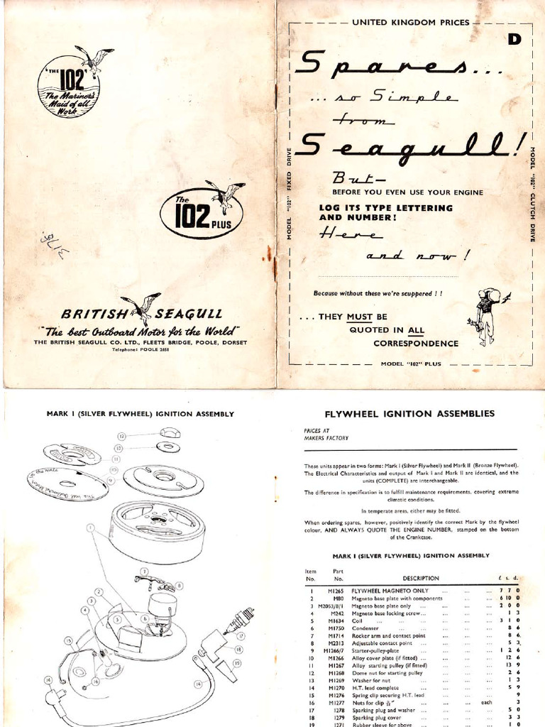 British Seagull 102 Parts Manual - SML - File | PDF