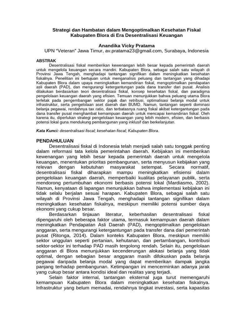 Strategi Kesehatan Fiskal Blora Desentralisasi | PDF