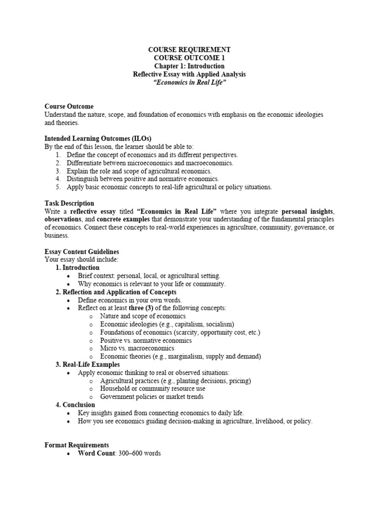 Ag Econ 1 Course Outcomes 1 | PDF | Economics | Microeconomics