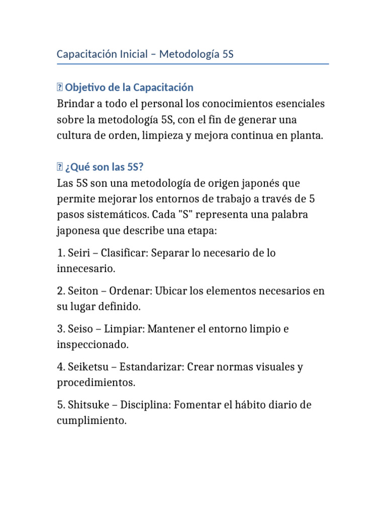 Capacitación en Metodología 5S para Empresas | PDF