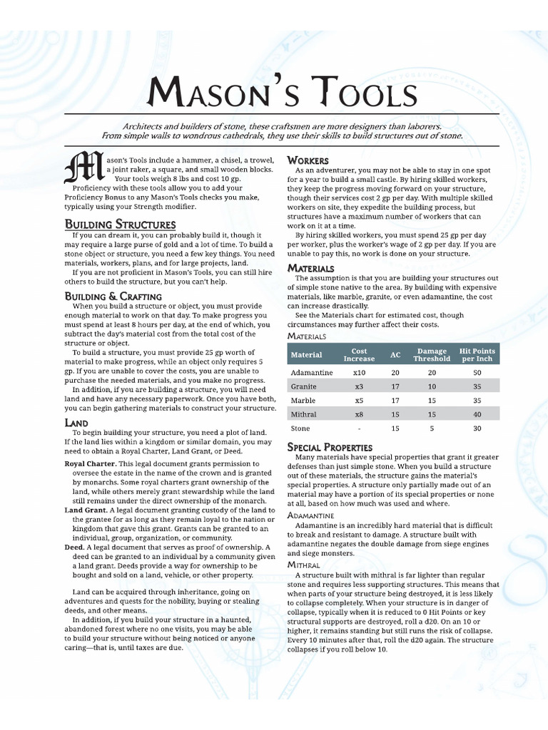 Mason's Tools | PDF