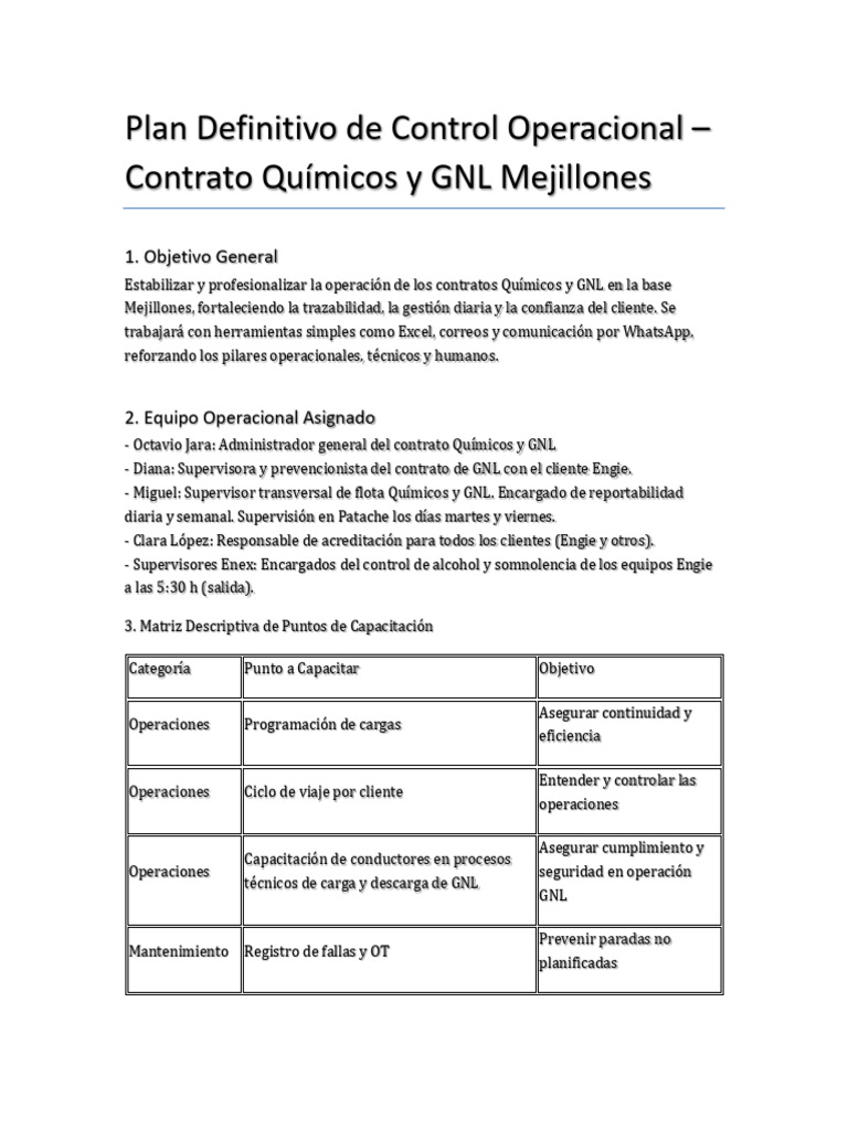 Plan - Control - Quimicos - GNL - Mejillones 22 - 07 | PDF | Indicador ...
