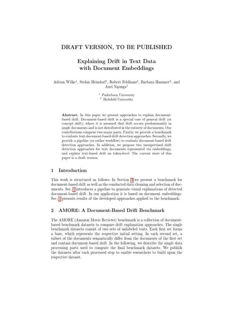 Explaining Drift in Text Data With Document Embeddings | PDF ...