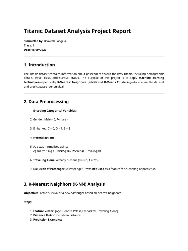 Titanic Project Report | PDF | Cluster Analysis | Algorithms And Data ...