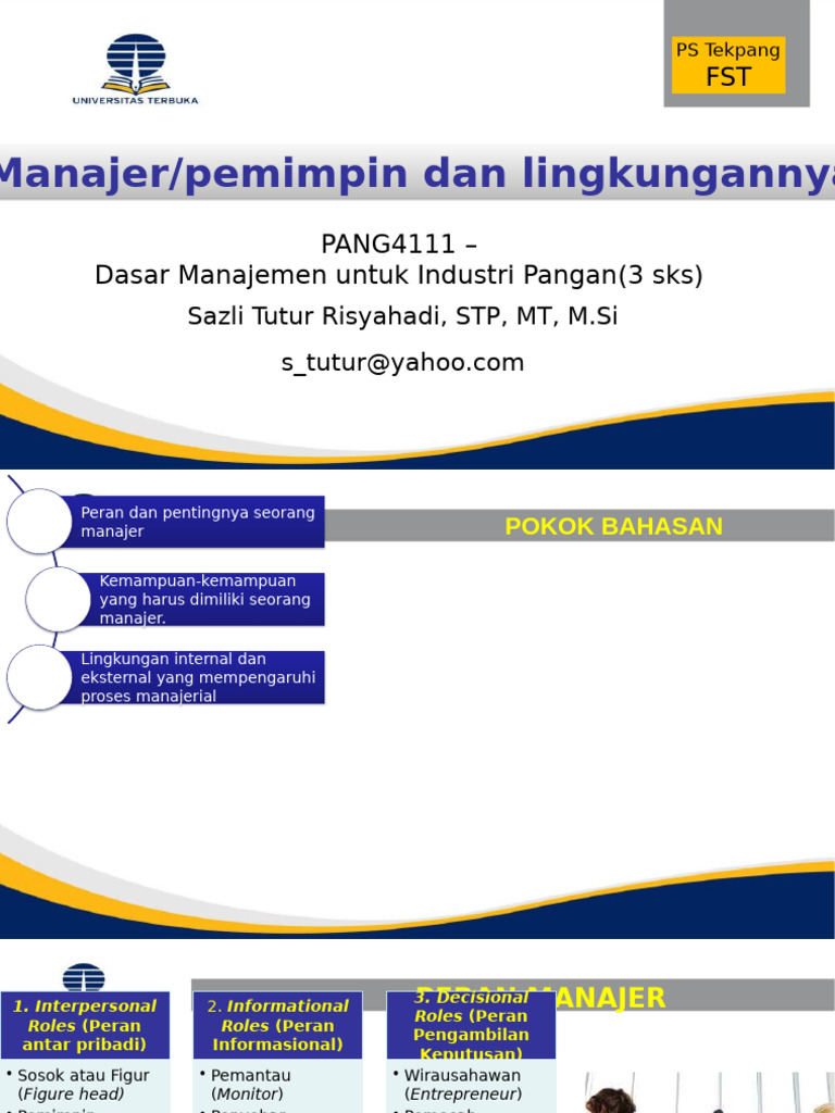 Materi Sesi 2 Manajer Dan Lingkungannya | PDF