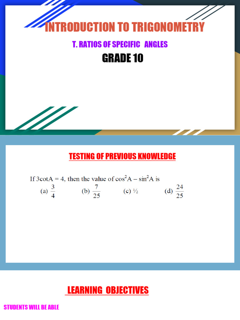 Trigonometry Basics for Grade 10 Students | PDF