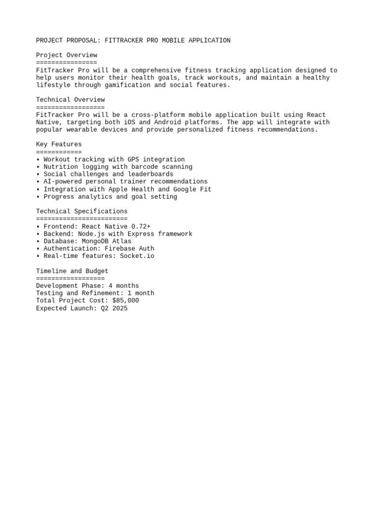 Project Proposal Mobile App | PDF