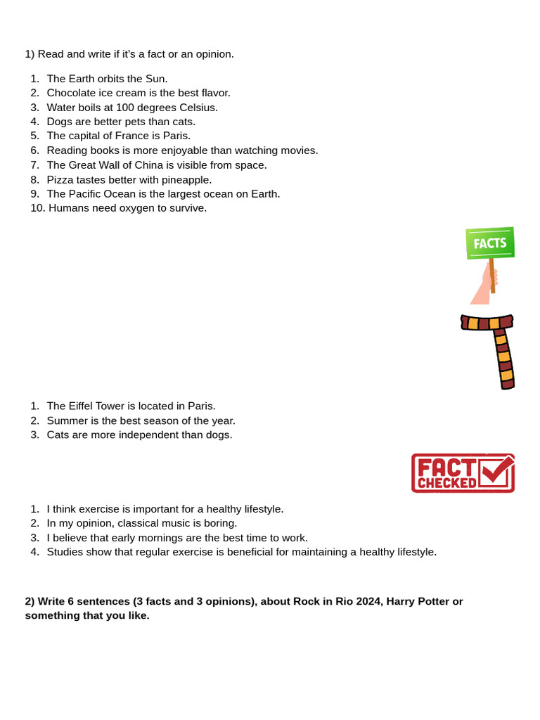 2) Write 6 Sentences (3 Facts and 3 Opinions), About Rock in Rio 2024 ...