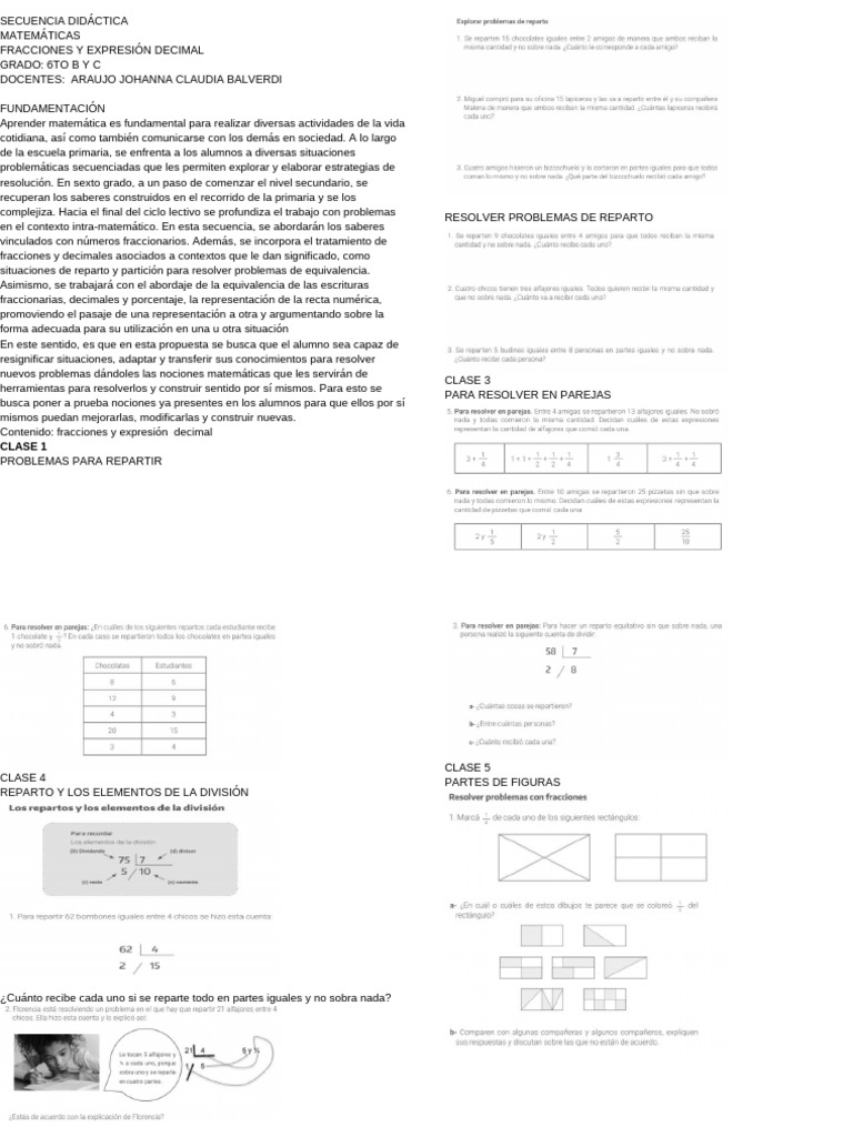 Fracciones y Decimales en 6to Grado | PDF | Educación primaria ...