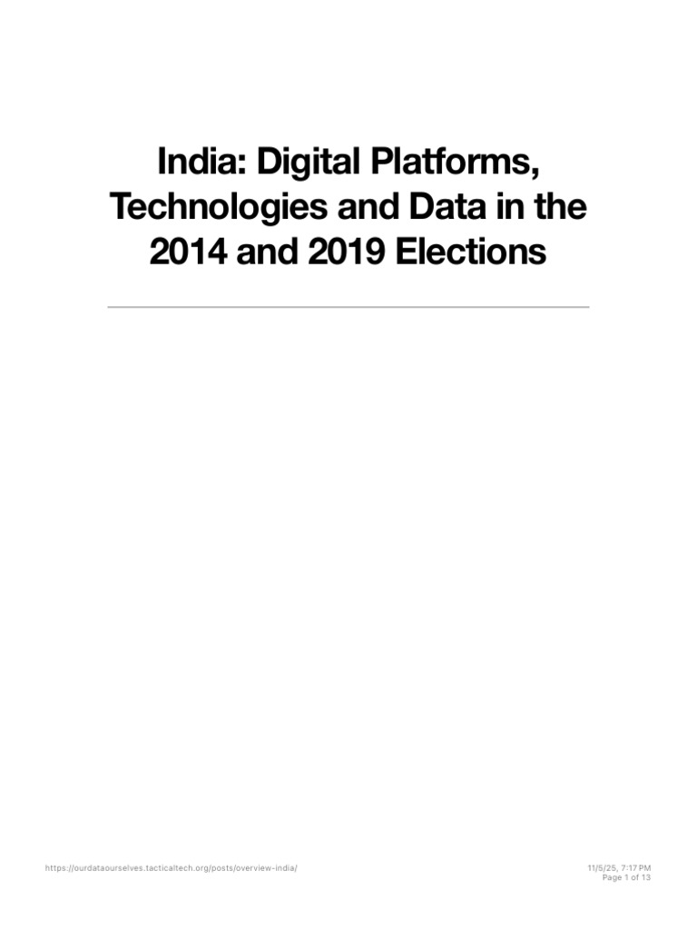 India - Digital Platforms, Technologies and Data in The 2014 and 2019 ...
