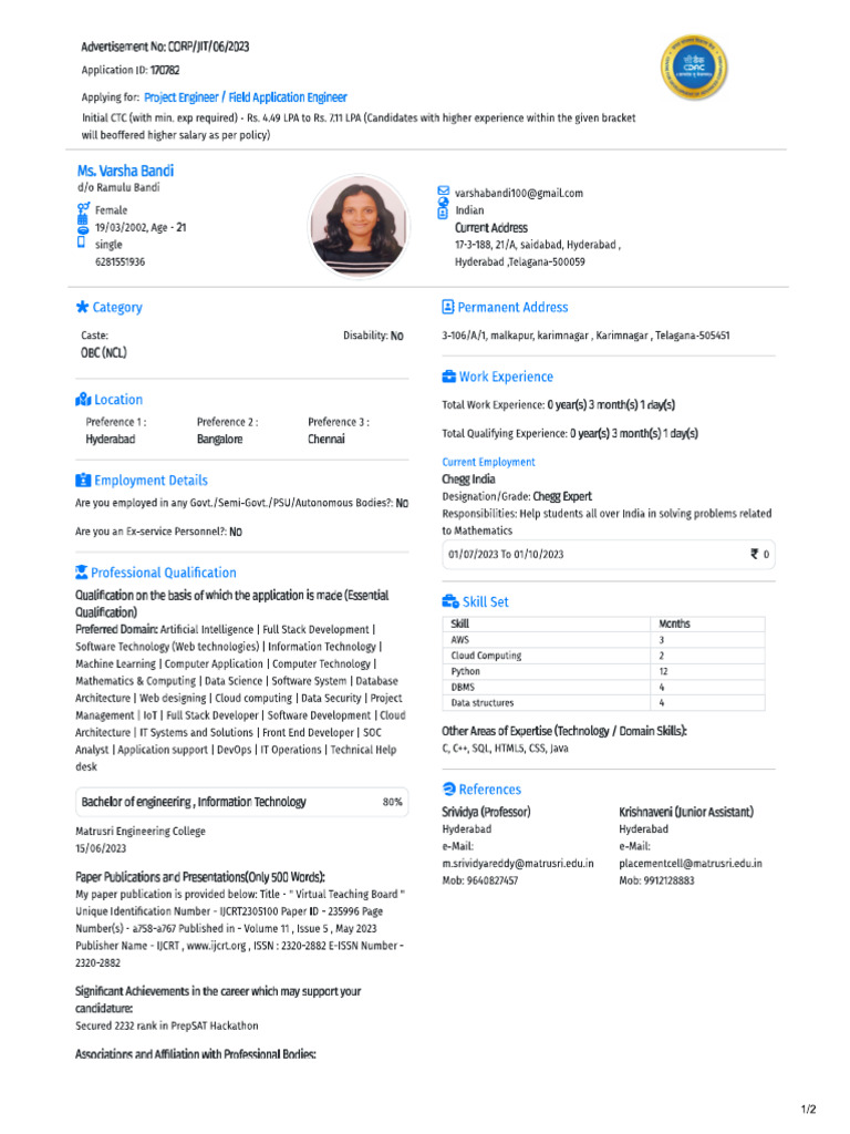 CDAC Application | PDF