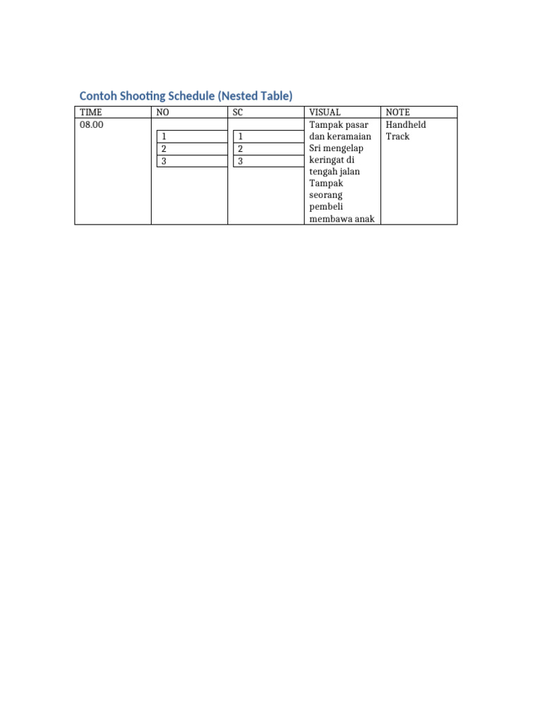 Contoh Shooting Schedule | PDF