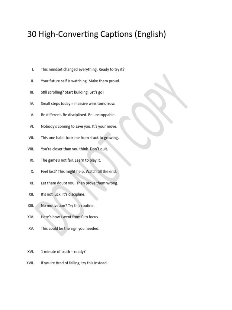 30 Engaging Captions for Growth | PDF