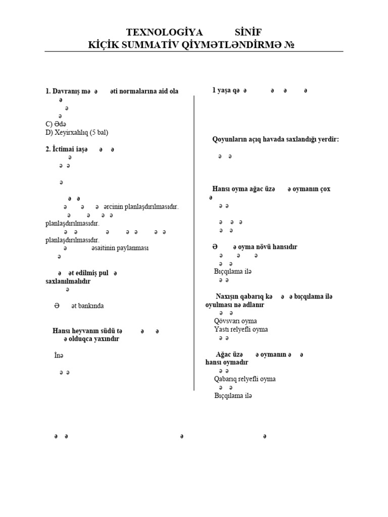 VIII Sinif. KSQ №1 | PDF