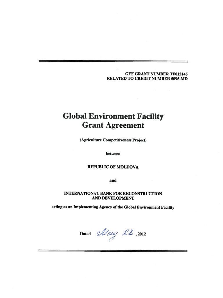 Grant Agreement GEF TF012145 | PDF