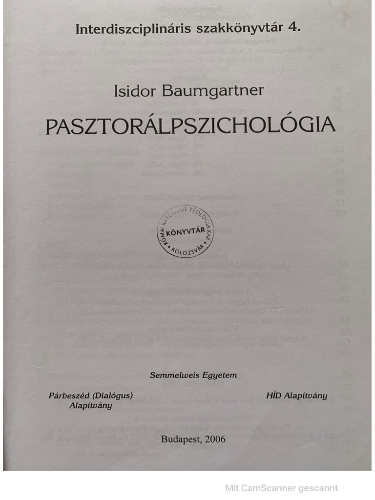 Baumgartner Pasztorálpszichológia | PDF