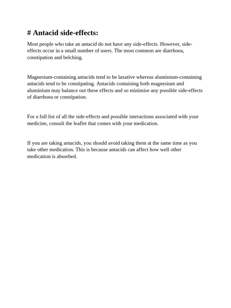 # Antacid Side-Effects | PDF