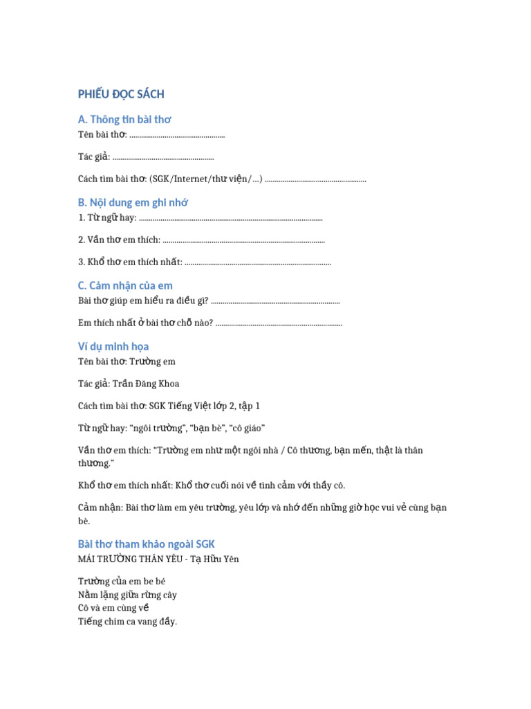 Phieu Doc Sach | PDF