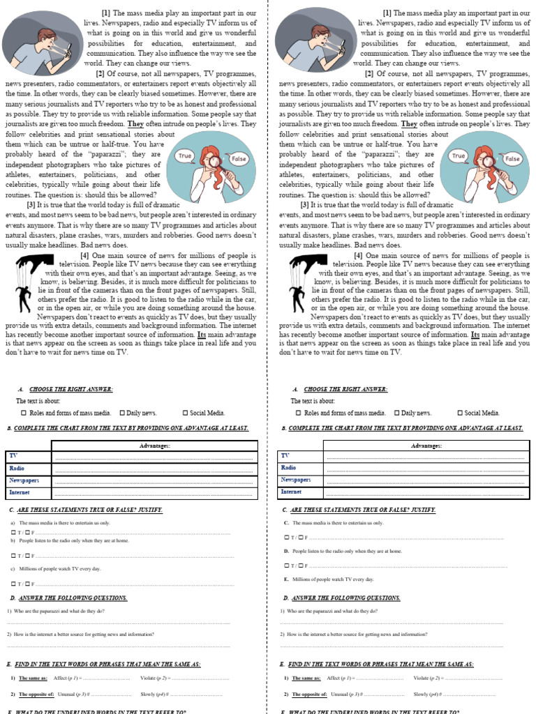 Mass Media Reading 1bac Ed | PDF | Newspapers | Mass Media