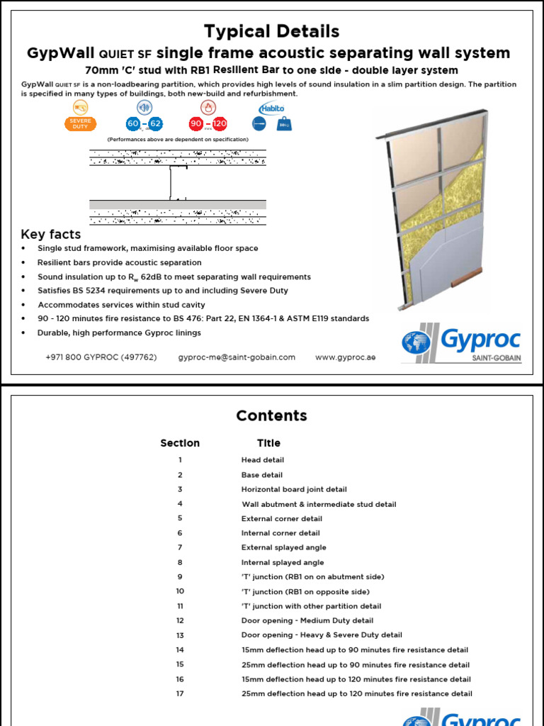 GypWall QUIET SF - 70mm C Stud 1-RB 2 Layers Board - Binder | PDF ...