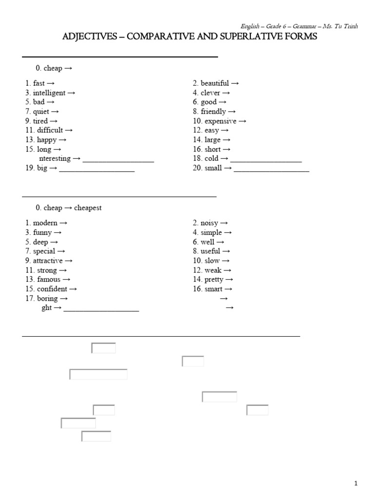Adjectives - Comparative and Superlarative Forms | PDF