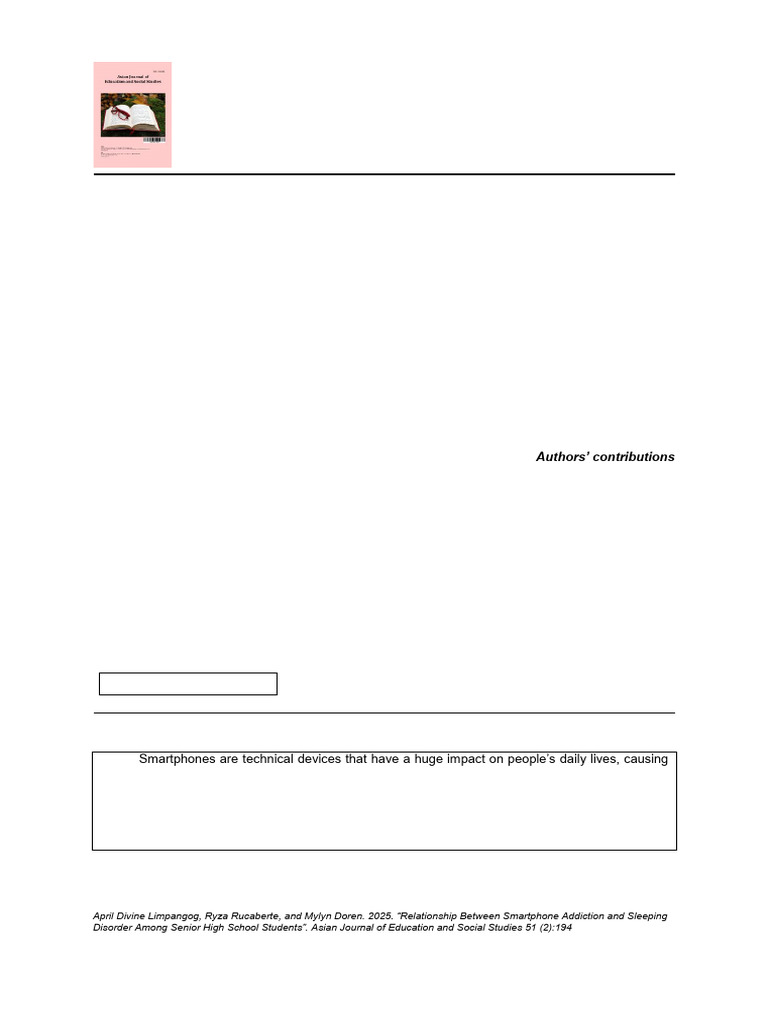 Smartphone Addiction and Sleep Disorders | PDF | Sleep | Likert Scale
