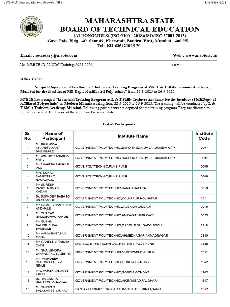 1758272977370_L_&_T_-_ME_Office_Order | PDF