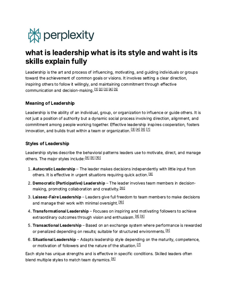 What Is Leadership What Is Its Style and Waht Is I | PDF | Leadership ...