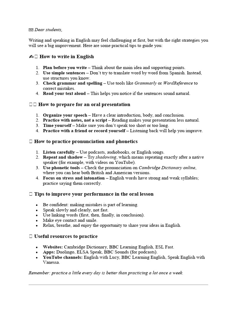 CP Ingles - How To Prepare An Oral Presentation | PDF | English ...