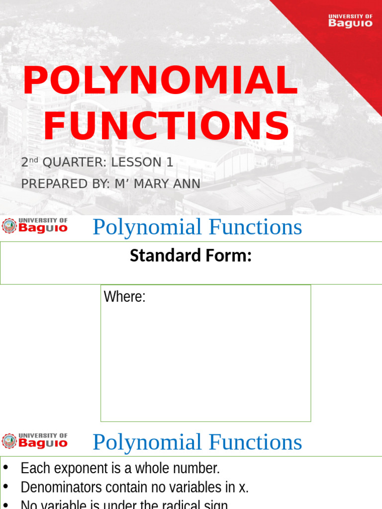 Polynomial Functions | PDF | Polynomial | Numerical Analysis