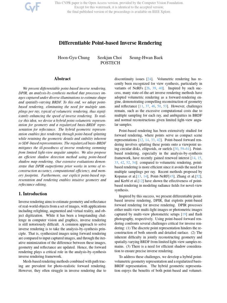 Differentiable Point-based Inverse Rendering | PDF | Rendering (Computer Graphics) | Computer Vision