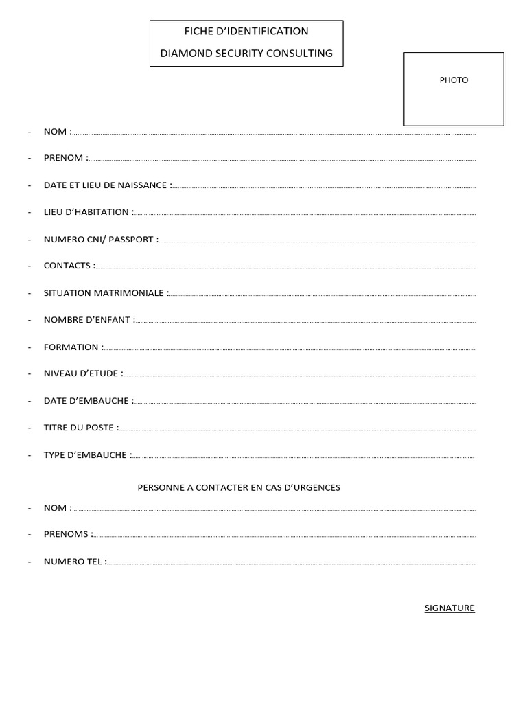 Fiche D'identification | PDF