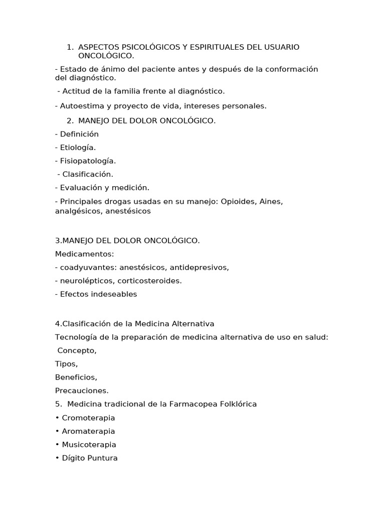 Usuario Oncológico- III Unidad | PDF