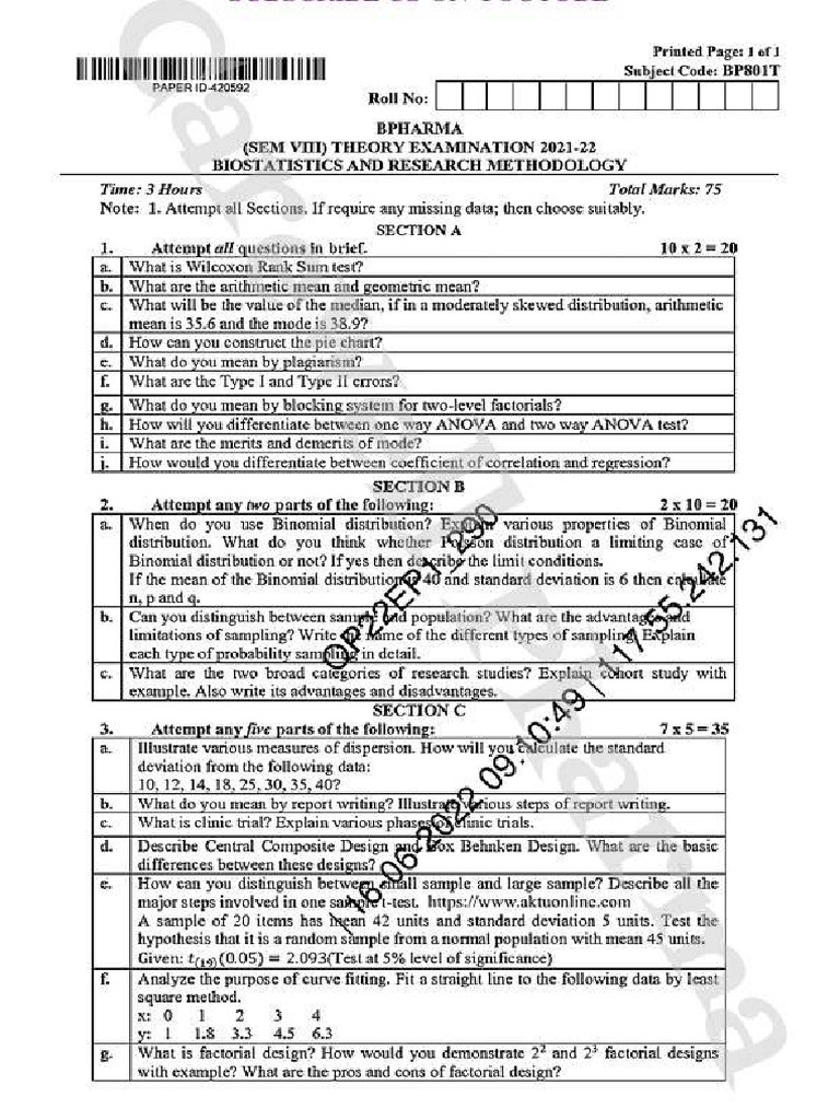 B. Pharm 8th Semester Question Paper | PDF