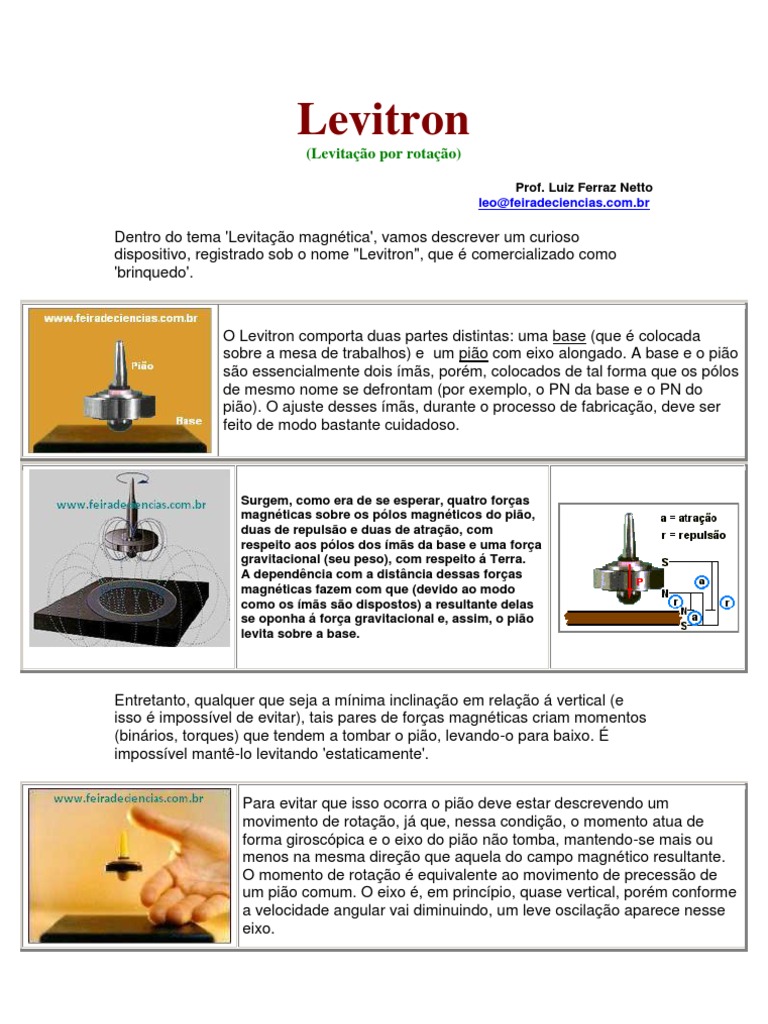 Levitron | PDF | Magnetismo | Rotação