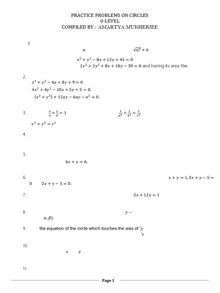 Practice Problems on Circle Geometry | PDF | Circle | Tangent
